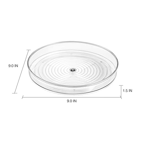 iDesign Recycled Plastic Lazy Susan Turntable Organizer Pantry, Bathroom, General Storage and More, The Linus Collection, 9" Inch, Clear