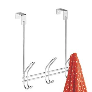 idesign classico metal over the door organizer, 3-hook rack for coats, hats, robes, towels, jackets, purses, bedroom, closet, and bathroom, 5″ x 8.2″ x 12.5″, chrome