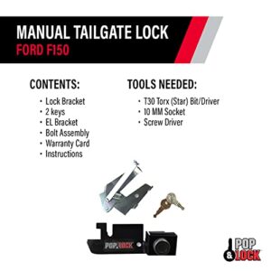 Pop & Lock PL2300 Black Manual Tailgate Lock (Works only with Factory Steel Handle)