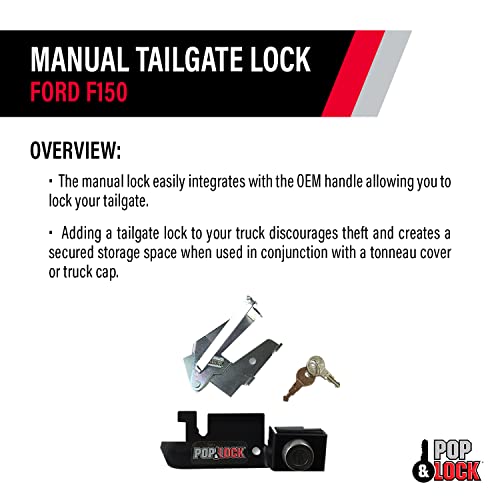 Pop & Lock PL2300 Black Manual Tailgate Lock (Works only with Factory Steel Handle)