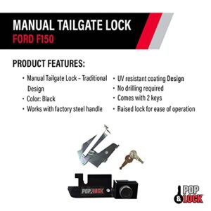 Pop & Lock PL2300 Black Manual Tailgate Lock (Works only with Factory Steel Handle)