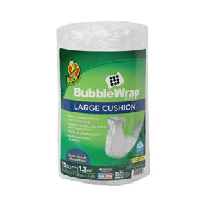 duck brand large bubble wrap roll, 5/16″ large bubble cushioning, 12″ x 15′, perforated every 12″ (1304499)