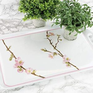 Reston Lloyd Rectangular Melamine Serving/Ottoman Tray, Cherry Blossom