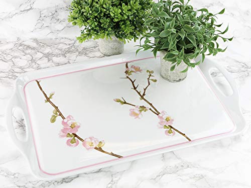 Reston Lloyd Rectangular Melamine Serving/Ottoman Tray, Cherry Blossom