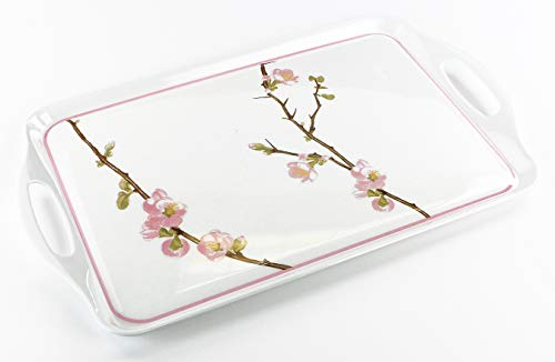 Reston Lloyd Rectangular Melamine Serving/Ottoman Tray, Cherry Blossom