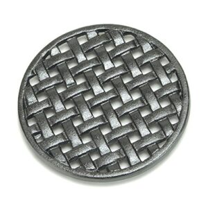 minuteman international round lattice woodstove tabletop cast iron trivet, black