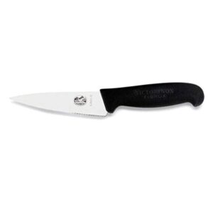 victorinox black fibrox pro chef’s-serrated 5″ mini-blade 1¼” width at handle, 5 inch