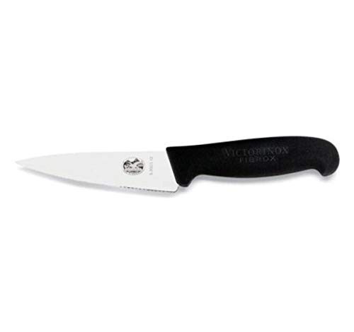 Victorinox Black Fibrox Pro Chef's-Serrated 5" Mini-Blade 1¼" width at handle, 5 inch