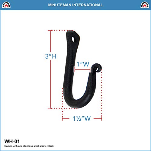 Minuteman International, Single Hook Wall Bracket, Black