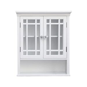 Elegant Home Fashions Neal Removable Wooden Wall Cabinet with 2 Glass Doors, White