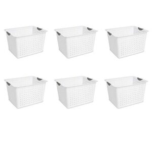 sterilite 16288006 deep ultra basket, white basket w/ titanium inserts, 6-pack