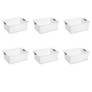 sterilite 16268006 large ultra basket, white basket w/ titanium inserts, 6-pack