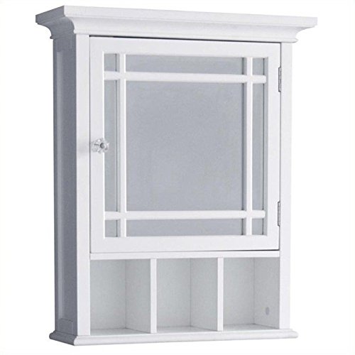 Elegant Home Fashions Neal Removable Wooden Medicine Cabinet with Mirrored Door, White