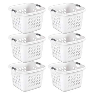 sterilite 12178006 1.5 bushel/53 liter ultra square laundry basket, white basket w/ titanium inserts, pack of 6