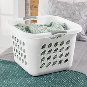 Sterilite 12178006 1.5 Bushel/53 Liter Ultra Square Laundry Basket, White Basket w/ Titanium Inserts, Pack of 6