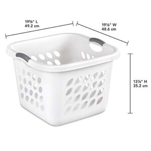 Sterilite 12178006 1.5 Bushel/53 Liter Ultra Square Laundry Basket, White Basket w/ Titanium Inserts, Pack of 6