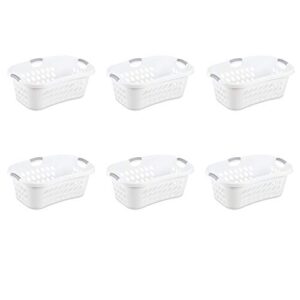 sterilite 12108006 1.25 bushel/44 liter ultra hip hold laundry basket, white basket w/ titanium inserts, 6-pack