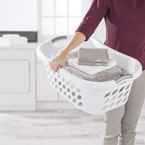 Sterilite 12108006 1.25 Bushel/44 Liter Ultra Hip Hold Laundry Basket, White Basket w/ Titanium Inserts, 6-Pack