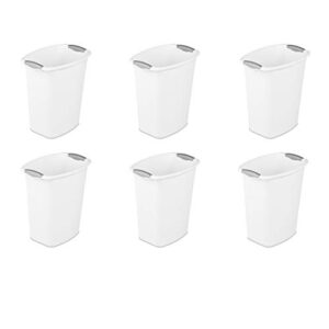 sterilite 10358006 3 gallon/11.4 liter wastebasket, white with titanium inserts, 6-pack