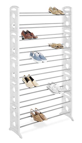 Whitmor Floor 50 Pair Shoe Tower 10 Tier White