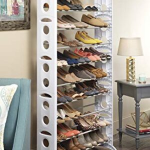 Whitmor Floor 50 Pair Shoe Tower 10 Tier White