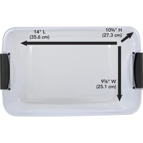 Sterilite 19859806, 30 Quart/28 Liter Ultra Latch Box, Clear with a White Lid and Black Latches, 6-Pack