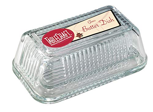 Tablecraft Ribbed Glass Butter Dish