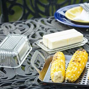 Tablecraft Ribbed Glass Butter Dish