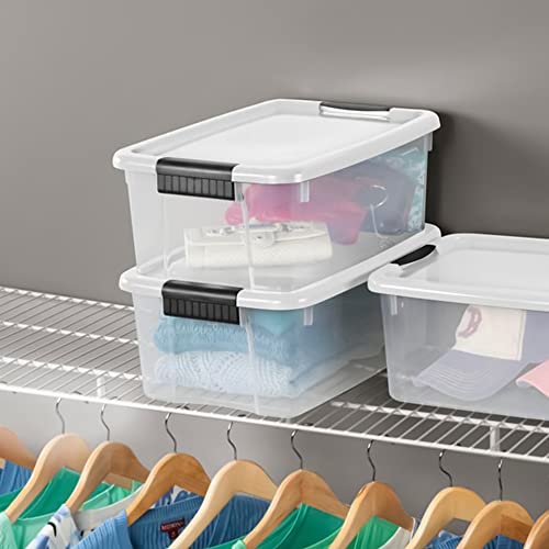 Sterilite 18 Quart Clear Plastic Stackable Storage Container Bin Box Tote with White Latching Lid Organizing Solution for Home & Classroom, 6 Pack