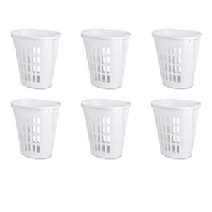 sterilite 12568006 open laundry hamper, white, 6-pack