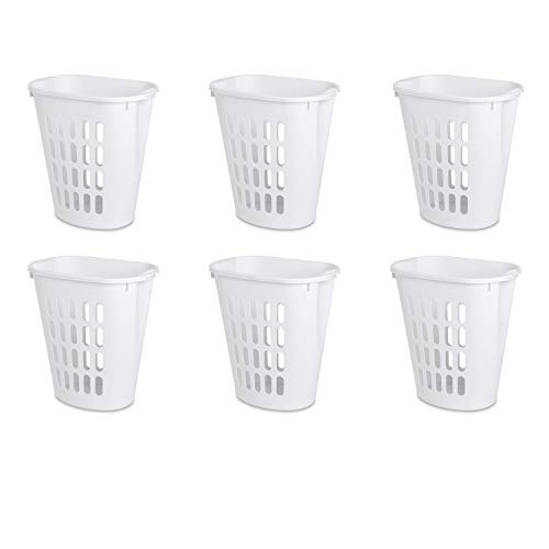 Sterilite 12568006 Open Laundry Hamper, White, 6-Pack