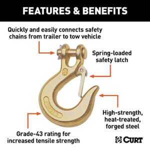 CURT 81900 1/4-Inch Forged Steel Clevis Slip Hook with Safety Latch, 7,800 lbs, 1/2-In Opening, 1/4" Pin , YELLOW