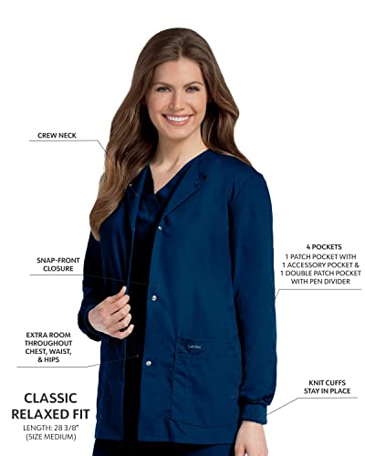 Landau Essentials Relaxed Fit 4-Pocket Snap-Front Scrub Jacket for Women 7525