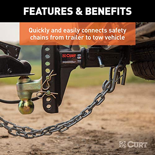 CURT 81830 17/32-Inch Certified Trailer Safety Chain S-Hook with Latch, 7,600 lbs