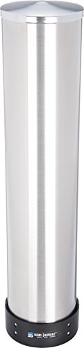 San Jamar C3500P Stainless Steel Pull Type Beverage Cup Dispenser, Fits 32oz to 46oz Cup Size, 4" to 4-7/8" Rim, 23-1/2" Tube Length