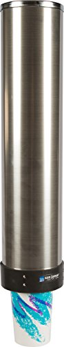 San Jamar C3500P Stainless Steel Pull Type Beverage Cup Dispenser, Fits 32oz to 46oz Cup Size, 4" to 4-7/8" Rim, 23-1/2" Tube Length