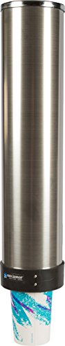 San Jamar C3500P Stainless Steel Pull Type Beverage Cup Dispenser, Fits 32oz to 46oz Cup Size, 4" to 4-7/8" Rim, 23-1/2" Tube Length