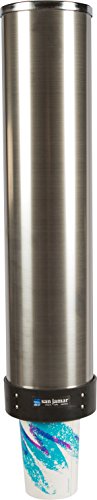 San Jamar C3500P Stainless Steel Pull Type Beverage Cup Dispenser, Fits 32oz to 46oz Cup Size, 4" to 4-7/8" Rim, 23-1/2" Tube Length