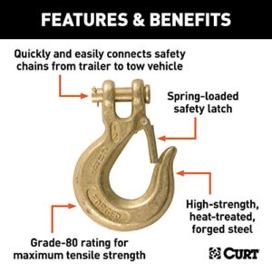 CURT 81980 1/2-Inch Forged Steel Clevis Slip Hook with Safety Latch, 48,000 lbs, 1-1/4-In Opening, 1/2" Pin