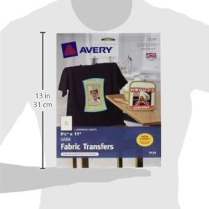 Avery Printable Heat Transfer Paper for Dark Fabrics, 8.5" x 11", Inkjet Printer, 5 Iron On Transfers (3279)