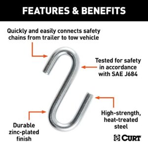 CURT 81260 3/8-Inch Certified Trailer Safety Chain S-Hook, 2,000 lbs