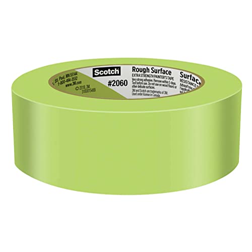 Scotch Rough Surface Extra Strength Painter's Tape, Green, Tape Protects Surfaces and Removes Easily, Rough Surface Painting Tape for Indoor and Outdoor Use, 1.41 Inches x 60.1 Yards, 1 Roll