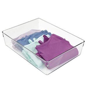 iDesign Linus Plastic Dresser and Vanity Organizer, Storage Bin for Bathroom, Bedroom, Office, Craft Room, Fridge, Freezer, Pantry, 12" x 9" x 3" , Clear