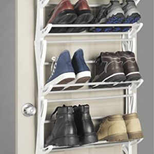 Whitmor Over the Door Shoe Rack, Fold-up Non-slip Bars, 36 Pair, White