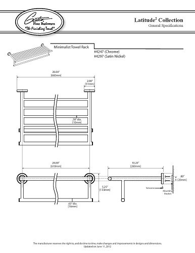 Gatco 4247 Latitude II Towel Rack, 24 Inch, Chrome