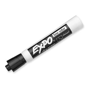 EXPO 80661 Low-Odor Dry Erase Markers, Chisel Tip, Black, 4-Count