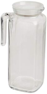 bormioli rocco glass frigoverre jug with airtight lid (1 liter): clear pitcher with hermetic sealing, easy pour spout & handle – for water, juice, iced coffee & iced tea