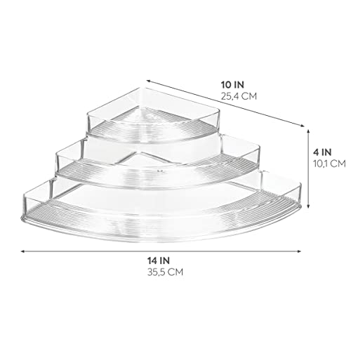 iDesign Recycled Plastic 3-Tier Stadium Spice Rack Organizer for Kitchen, Fridge, Freezer, Pantry and Cabinet Organization, The Linus Collection – 14" x 10" x 4", Clear