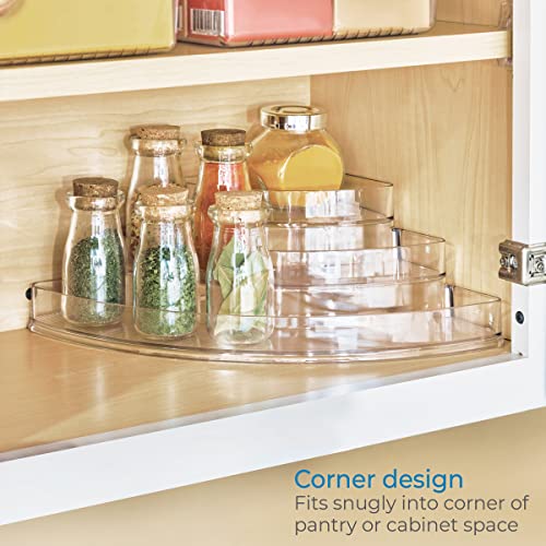 iDesign Recycled Plastic 3-Tier Stadium Spice Rack Organizer for Kitchen, Fridge, Freezer, Pantry and Cabinet Organization, The Linus Collection – 14" x 10" x 4", Clear