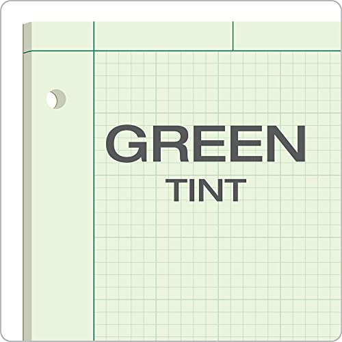 TOPS Engineering Computation Pad, 8-1/2" x 11", Glue Top, 5 x 5 Graph Rule on Back, Green Tint Paper, 3-Hole Punched, 100 Sheets (35500)